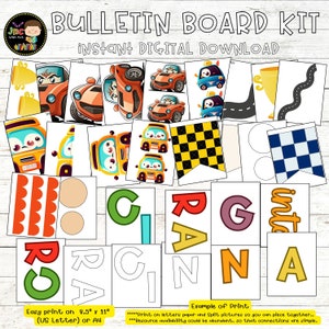 Back to School Bulletin Board Kit Classroom Door Decor Racing Into Our ...
