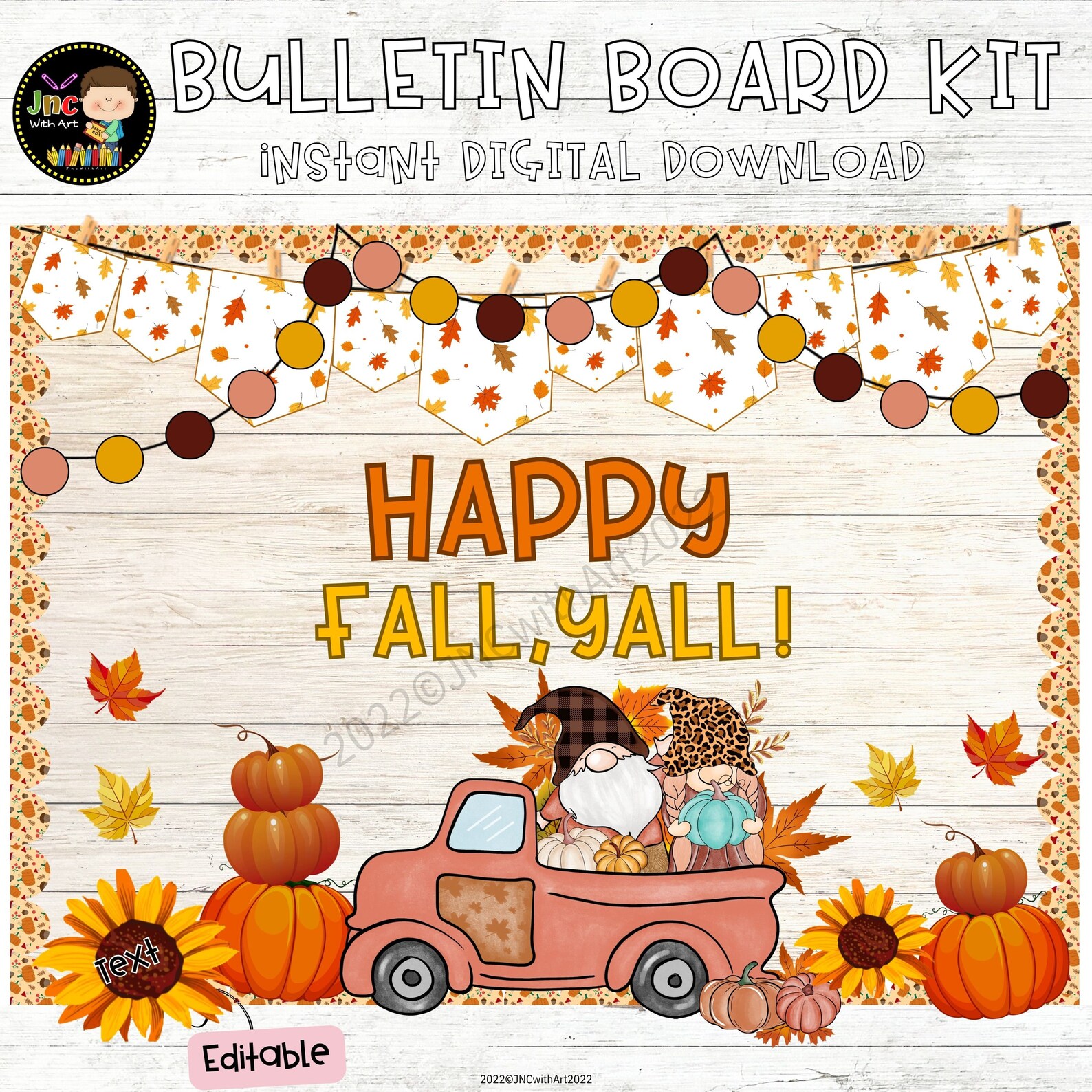 Fall Truck Gnome Bulletin Board for School, Autumn Door Decoration Kit ...