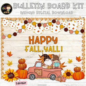 Fall Truck Gnome Bulletin Board for School, Autumn Door Decoration Kit ...