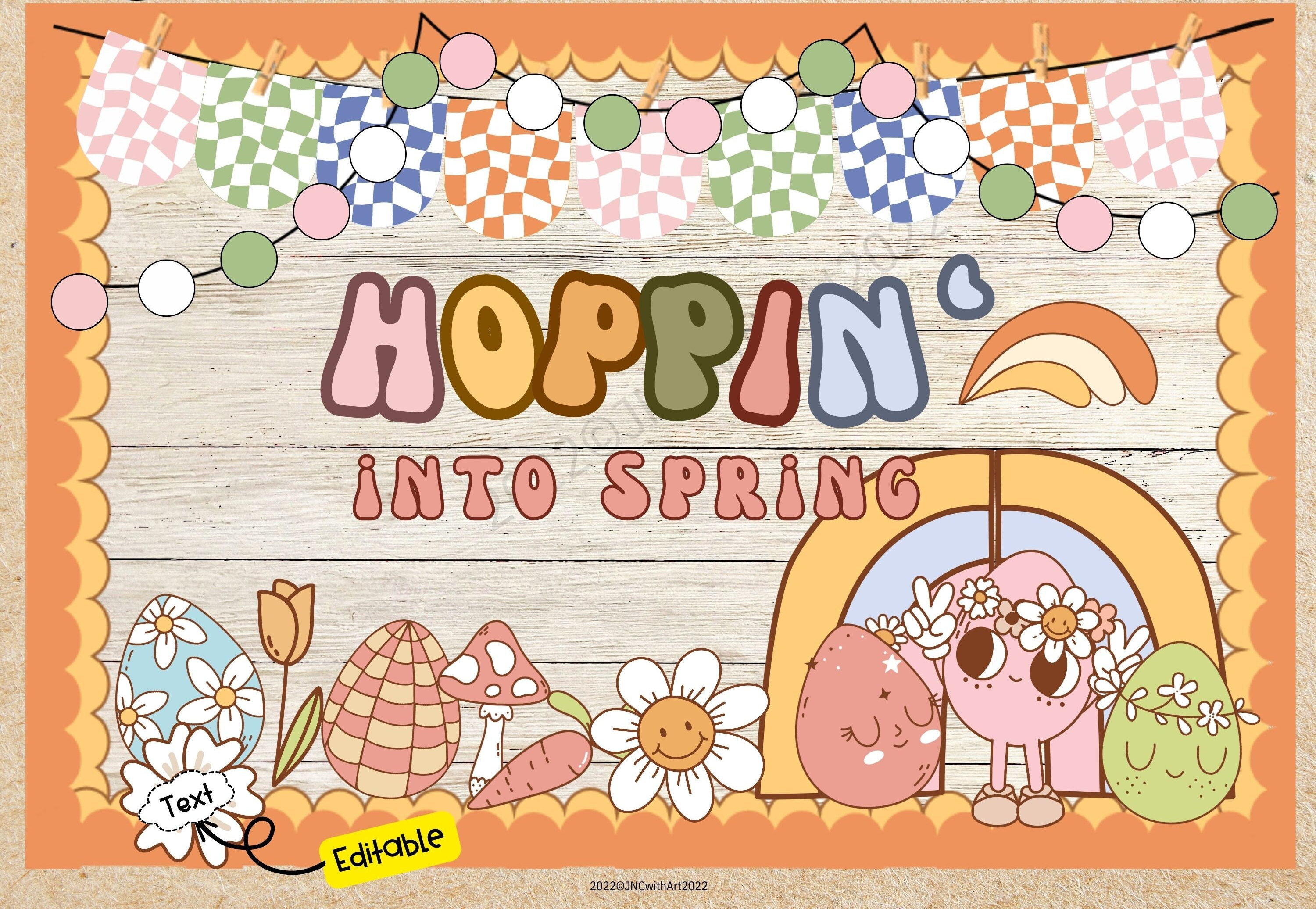 Groovy Spring Bulletin Board Kit,spring Theme,april Door Decor,editable ...