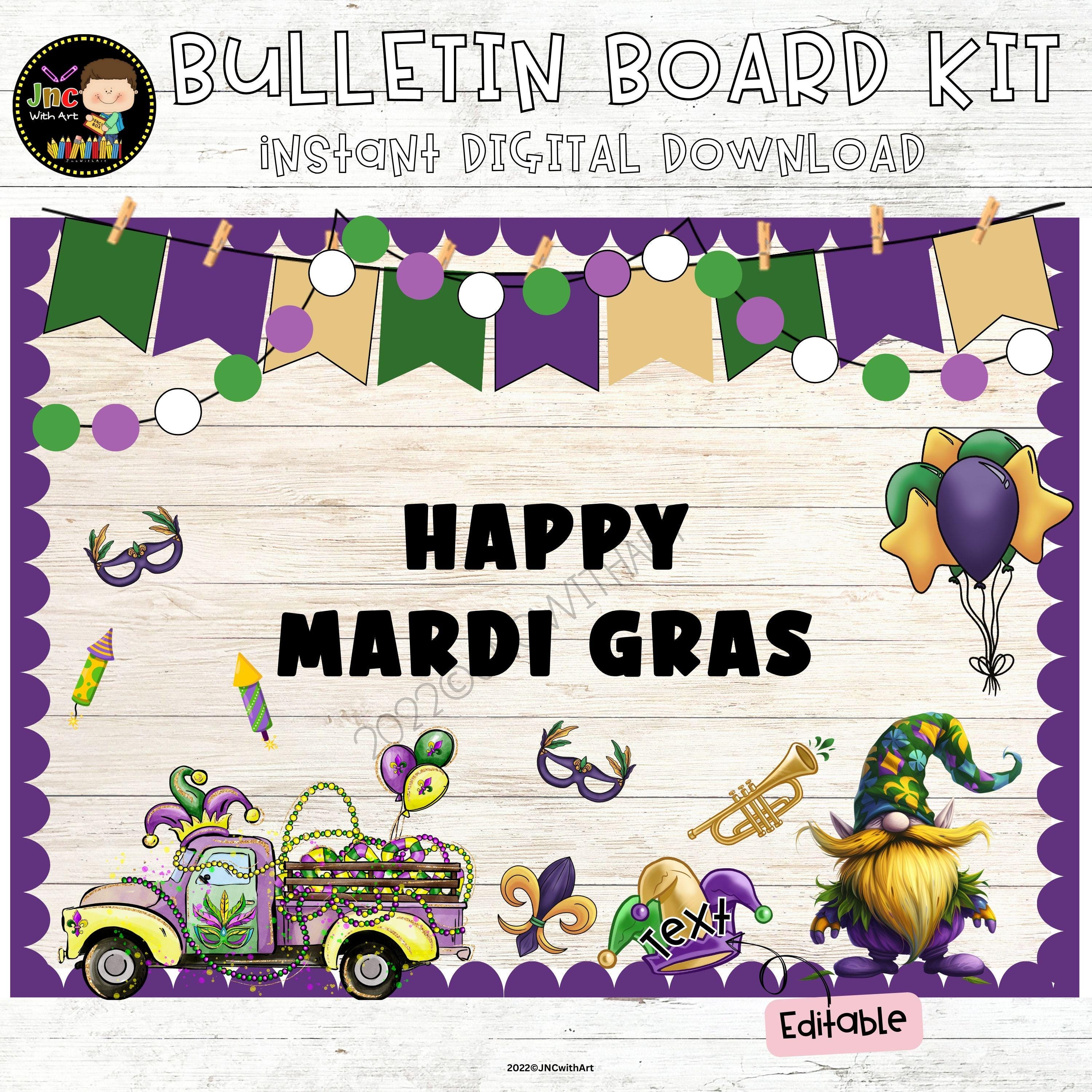 Mardi Gras Gnome Truck Bulletin Board Kit,let the Good Times Roll,door ...