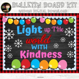 Merry Christmas Bulletin Board Kit Light up the World With Kindness ...