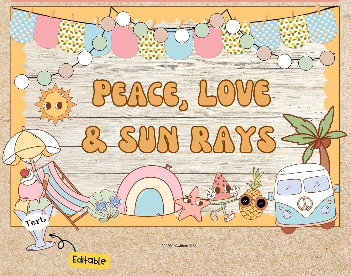 Groovy Retro Into Summer Bulletin Board Kit Classroom Decor Editable - Etsy