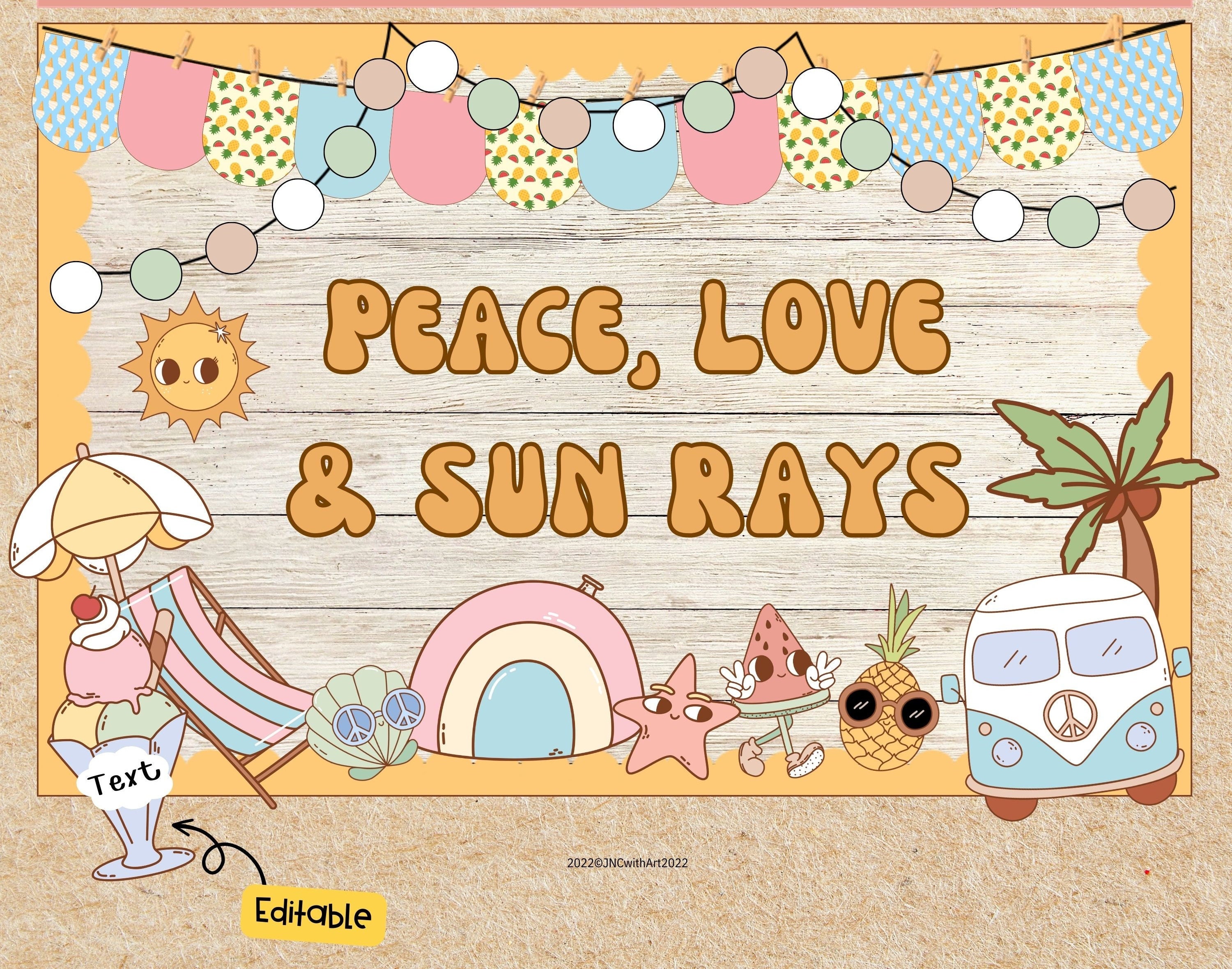 Groovy Retro Into Summer Bulletin Board Kit Classroom Decor Editable - Etsy