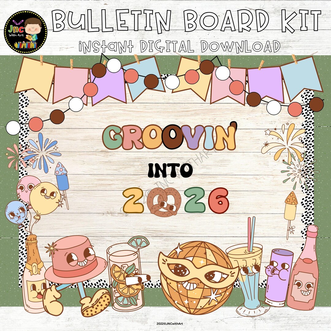 Groovin' Into the New Year 2026 Bulletin Board Kit | Classroom Door ...