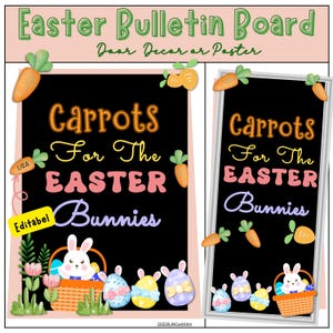 Easter Bulletin Board Kit Spring Bunnies Classroom Door Decor Editable ...