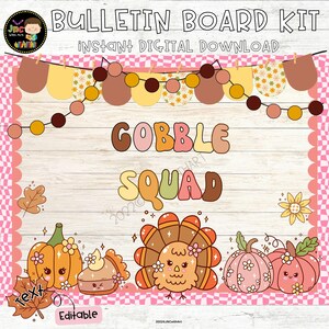 Thanksgiving Bulletin Board Kit Turkey Door Decor Display Editable - Etsy