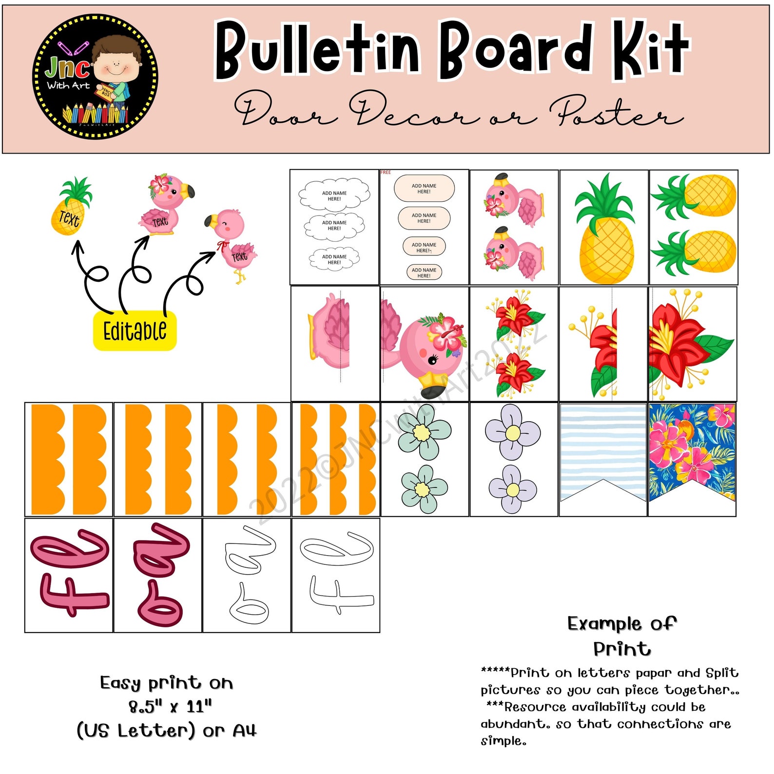 Flamingo Bulletin Board Kit Back to School Flock Door Decor Summer ...