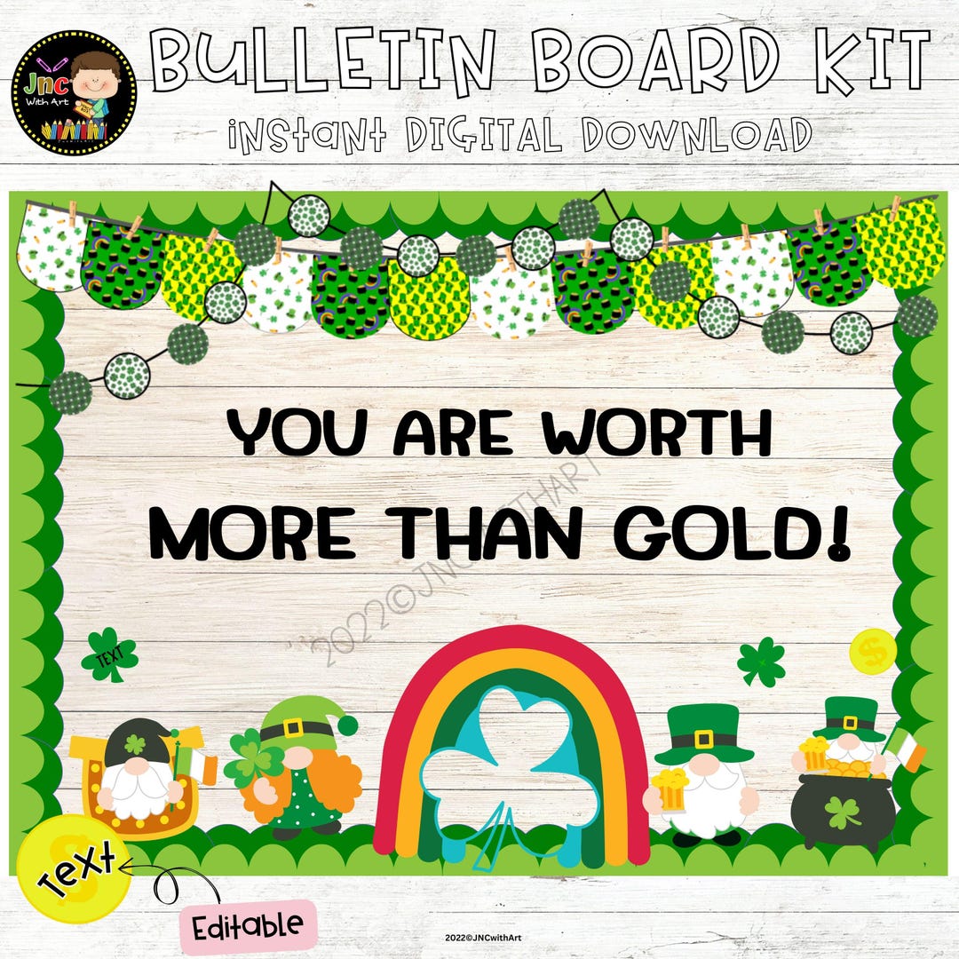 St.patrick’s Day March Bulletin Board Kit You Are Worth More Than Gold ...
