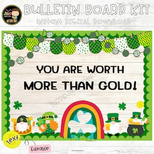 St.patrick’s Day March Bulletin Board Kit You Are Worth More Than Gold ...