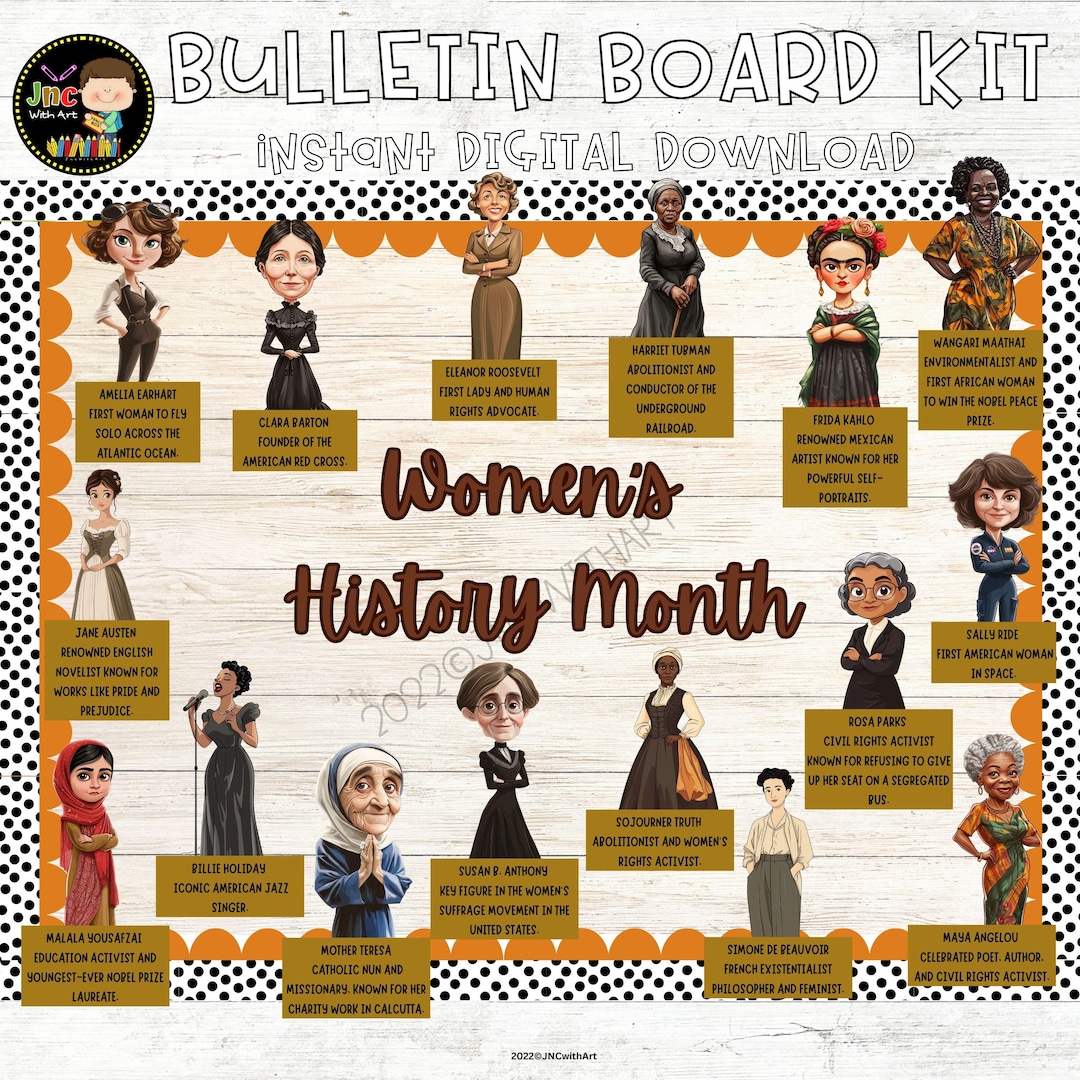 Women's History Month Bulletin Board Kit Women's Day Biography ...