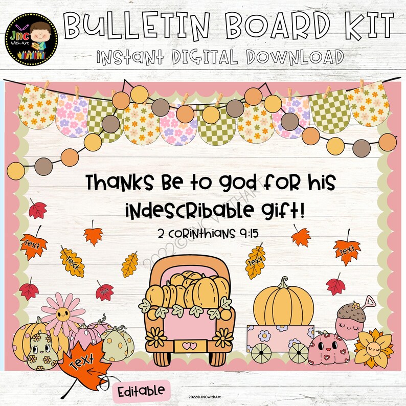 Groovy Thanksgiving Bulletin Board: Christian Classroom Decor (digital ...