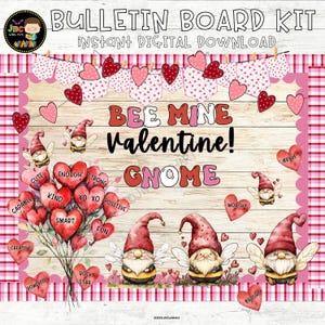 Valentine Day Bulletin Board Kit Bee Mine Gnome February Door Decor ...