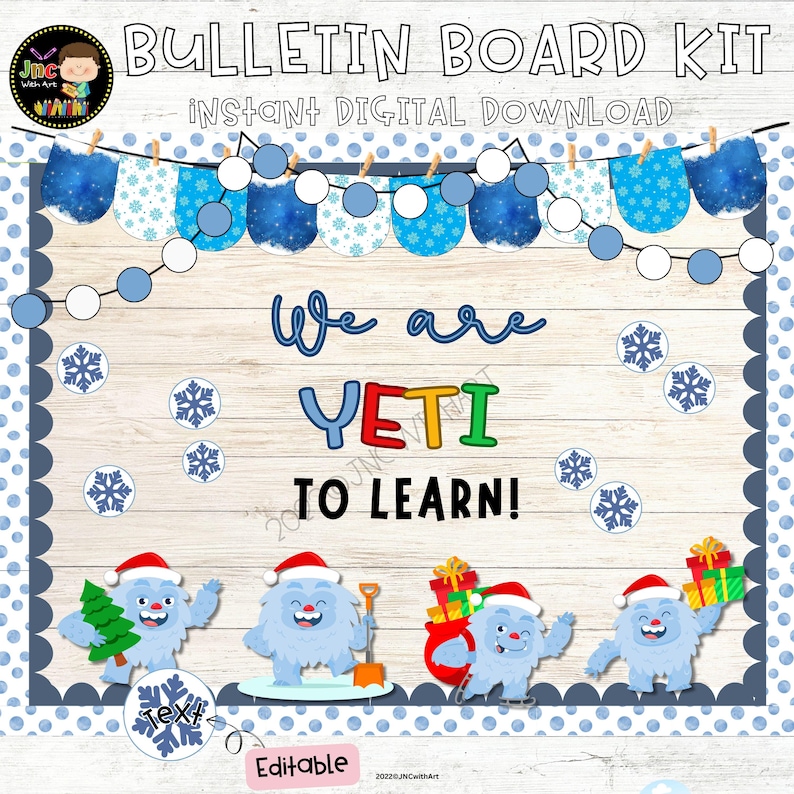 Yeti Winter Bulletin Board Kit January Classroom Door Decor Editable - Etsy