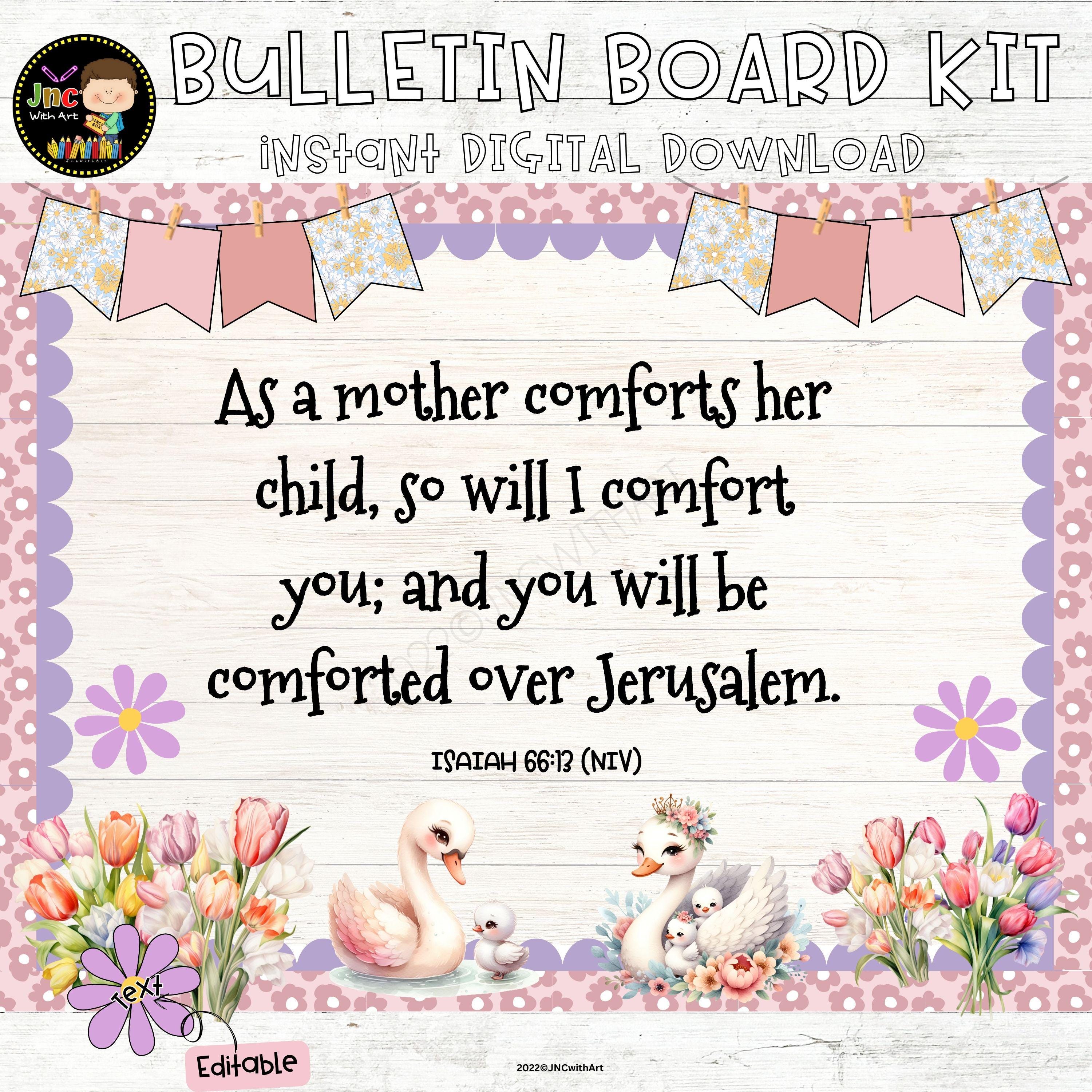 Christian Bible Verse Mother's Day Bulletin Board Kit, Editable - Etsy
