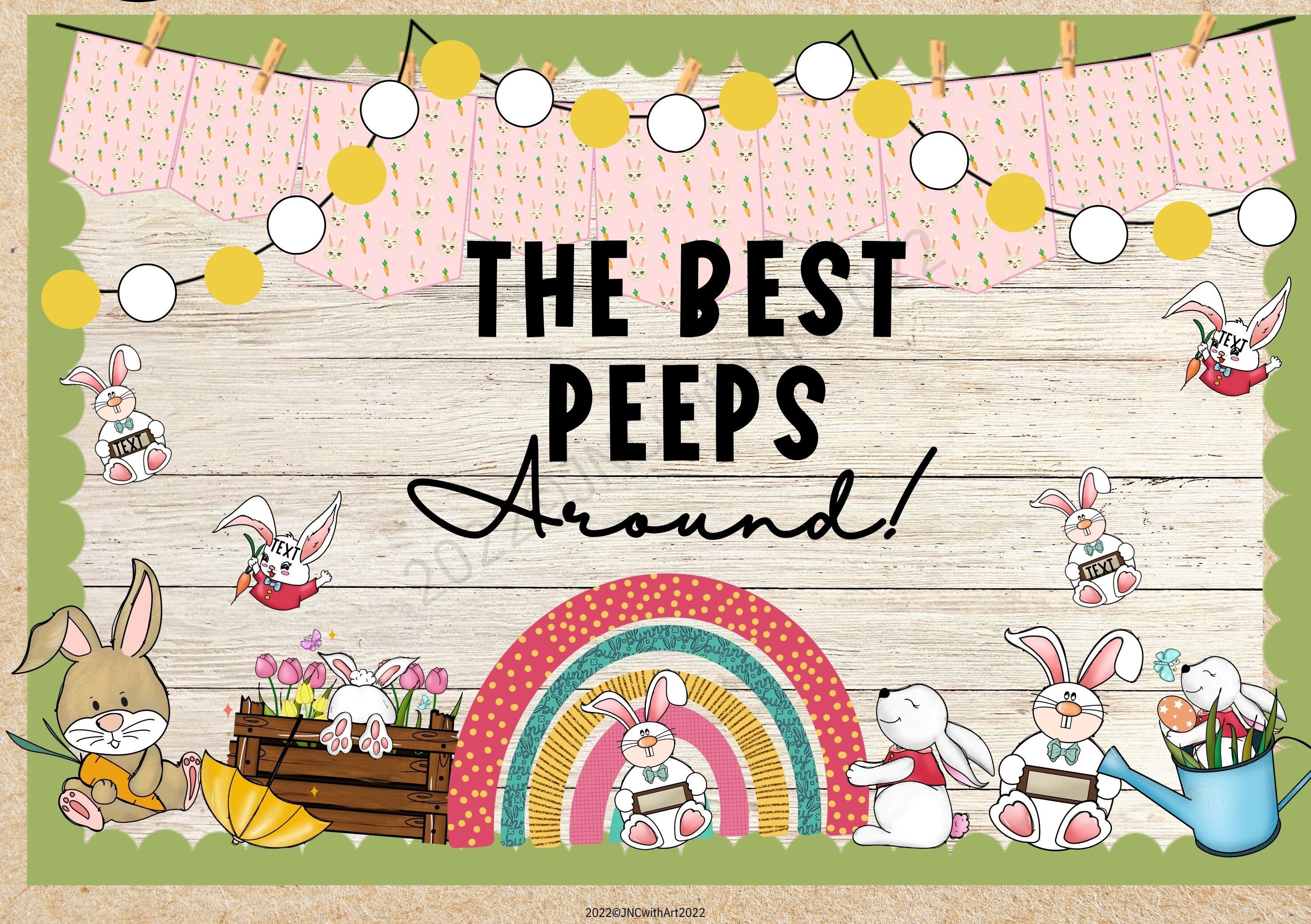 April Bulletin Board Kit,peeps Bulletin Board,door Decor,editable - Etsy