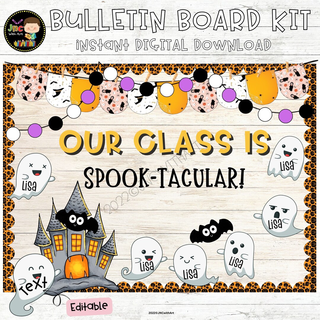 Halloween Bulletin Board Kit Oct Door Decoration Boo Crew Editable - Etsy