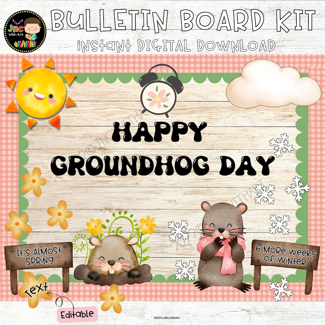 Groundhog Day Bulletin Board Kit Activity February Classroom Decor ...