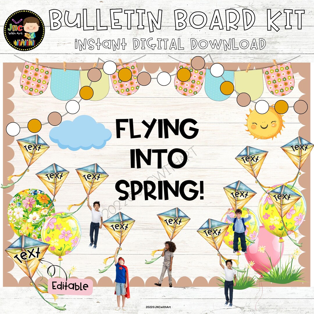 Spring is in the Air Bulletin Board Kit Classroom Door Decor Editable ...
