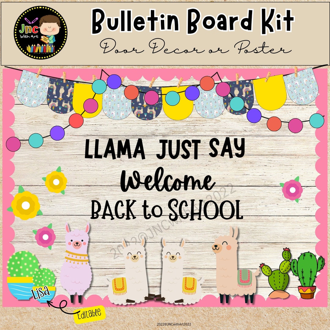 Llama Bulletin Board Kit, Summer Back to School, Door Decoration ...