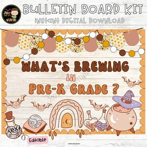 Groovy Halloween Bulletin Board Kit What's Brewing October Door Decor ...