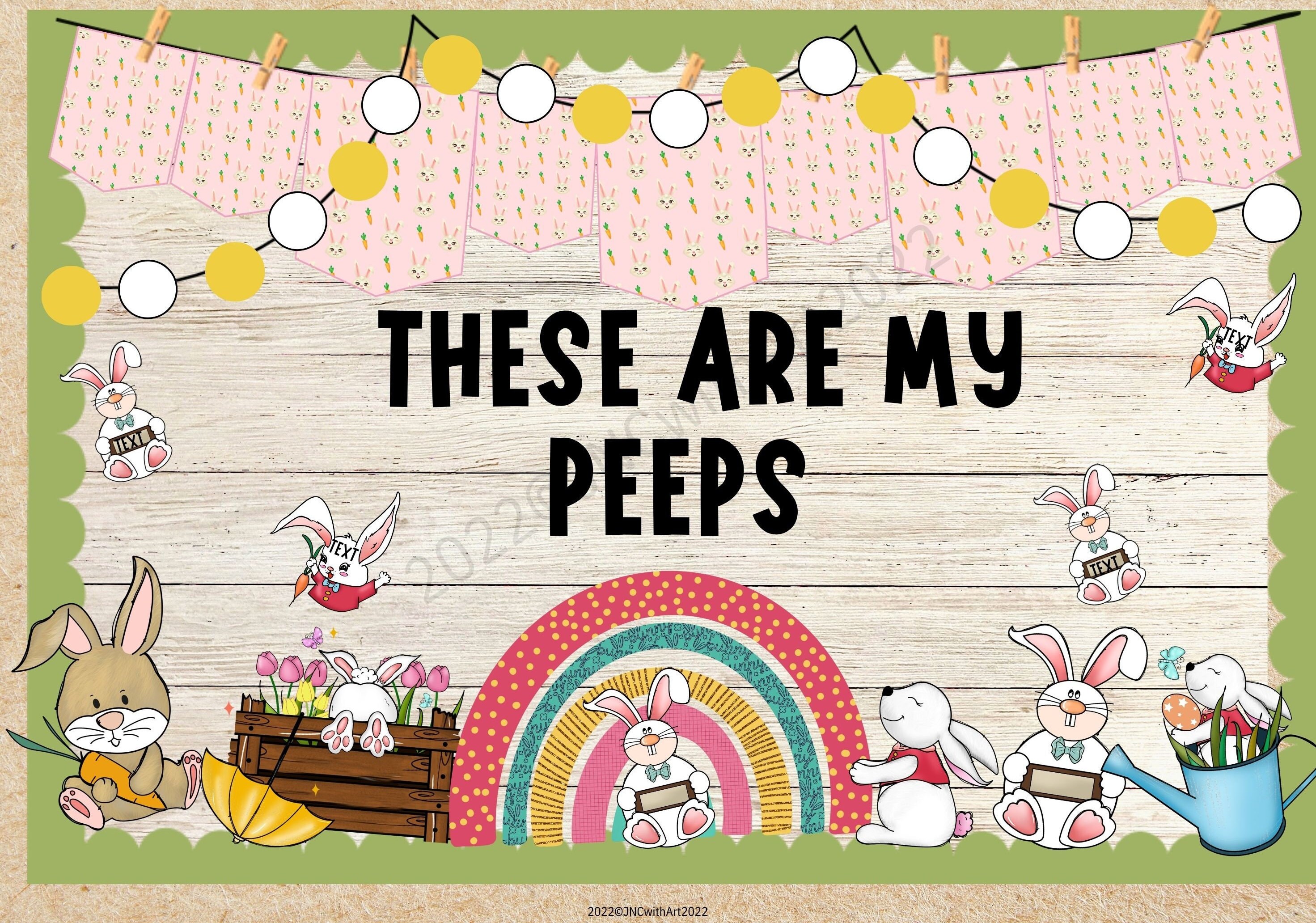 April Bulletin Board Kit,peeps Bulletin Board,door Decor,editable - Etsy