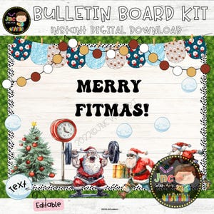 Santa’s Workout Bulletin Board Kit December Classroom Decor PE Class ...