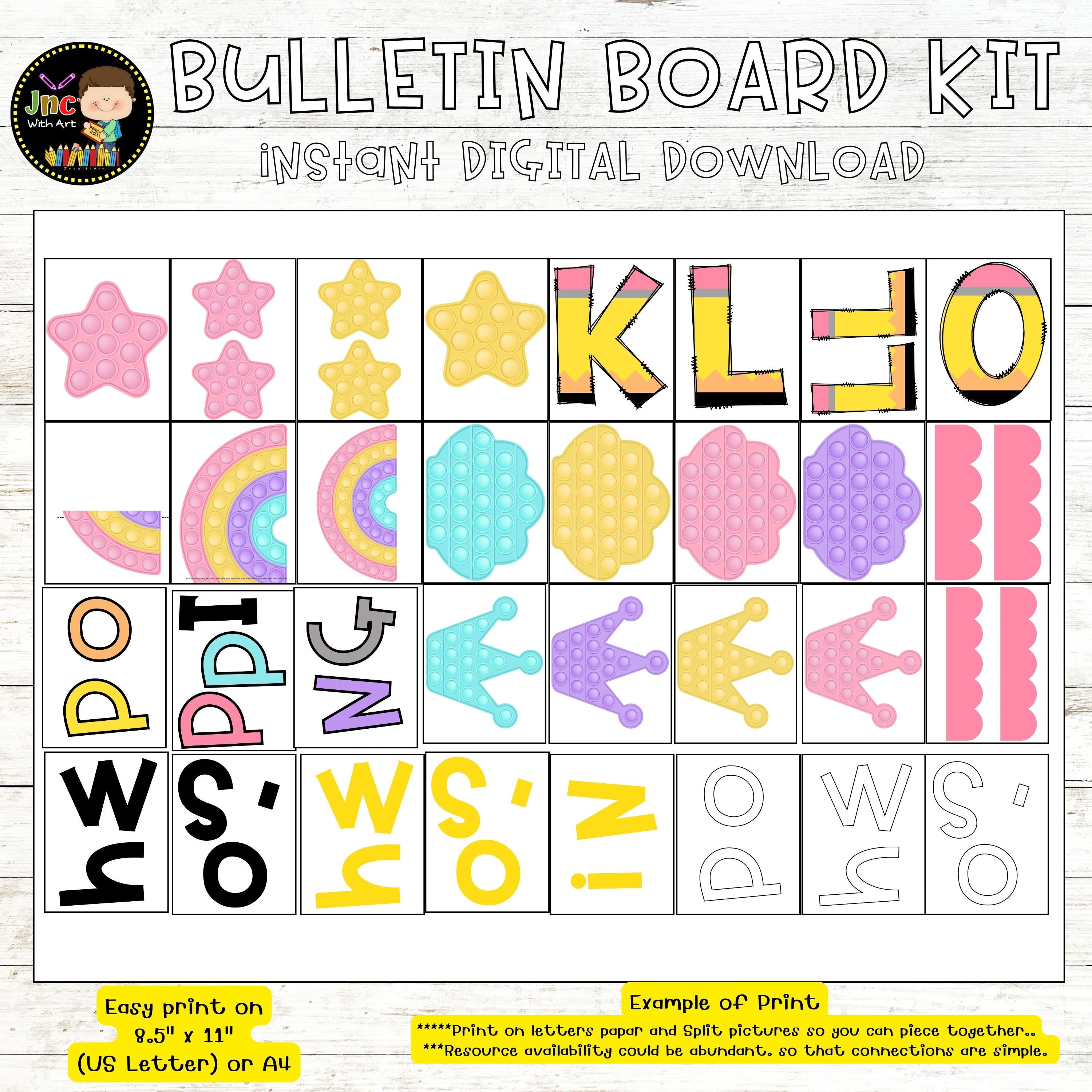Back to School Bulletin Board Kit Pop It Themed Door Decor Editable - Etsy