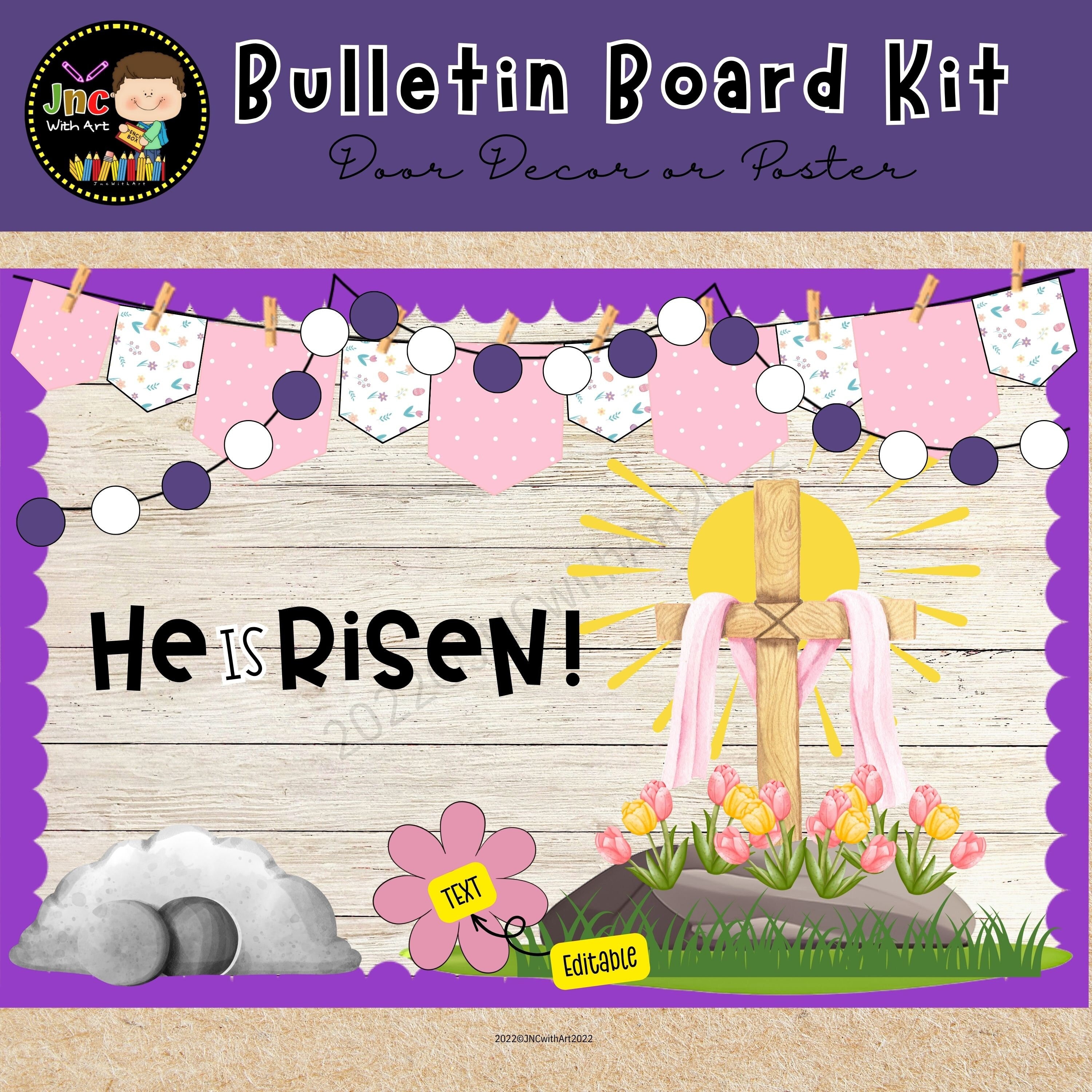 Resurrection Easter Bulletin Board Kit, He is Risen, Classroom Door ...