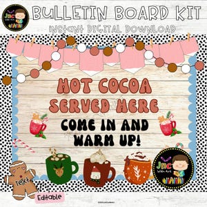 Hot Cocoa Bulletin Board Kit Winter Door Decor Editable - Etsy