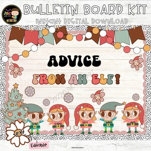 Christmas Elf Elves Bulletin Board Kit December Surveillance Door Decor ...