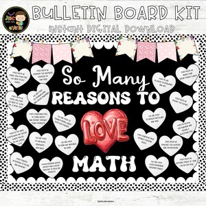 Valentine Day Bulletin Board Kit Door Decor Reasons to Love Math ...