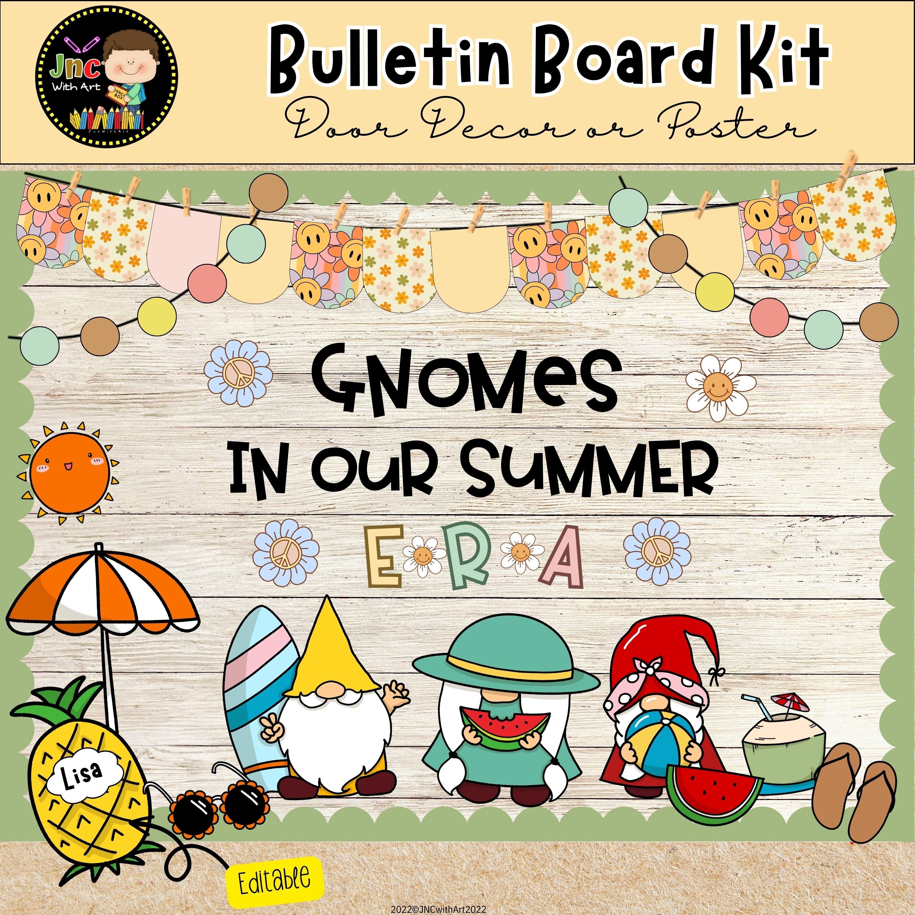 In Our Summer Era Summer Bulletin Board Kit Gnomes Classroom Decor ...