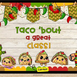 Taco Bulletin Board Kit | Door Decor | Taco Class Name Tags | Editable ...