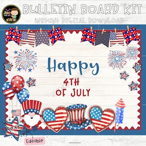 4th of July Bulletin Board Kit: Patriotic Classroom Decor (digital ...