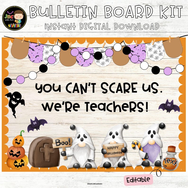Halloween Spooky Staff Shoutouts Bulletin Board Kit October Door Decor ...