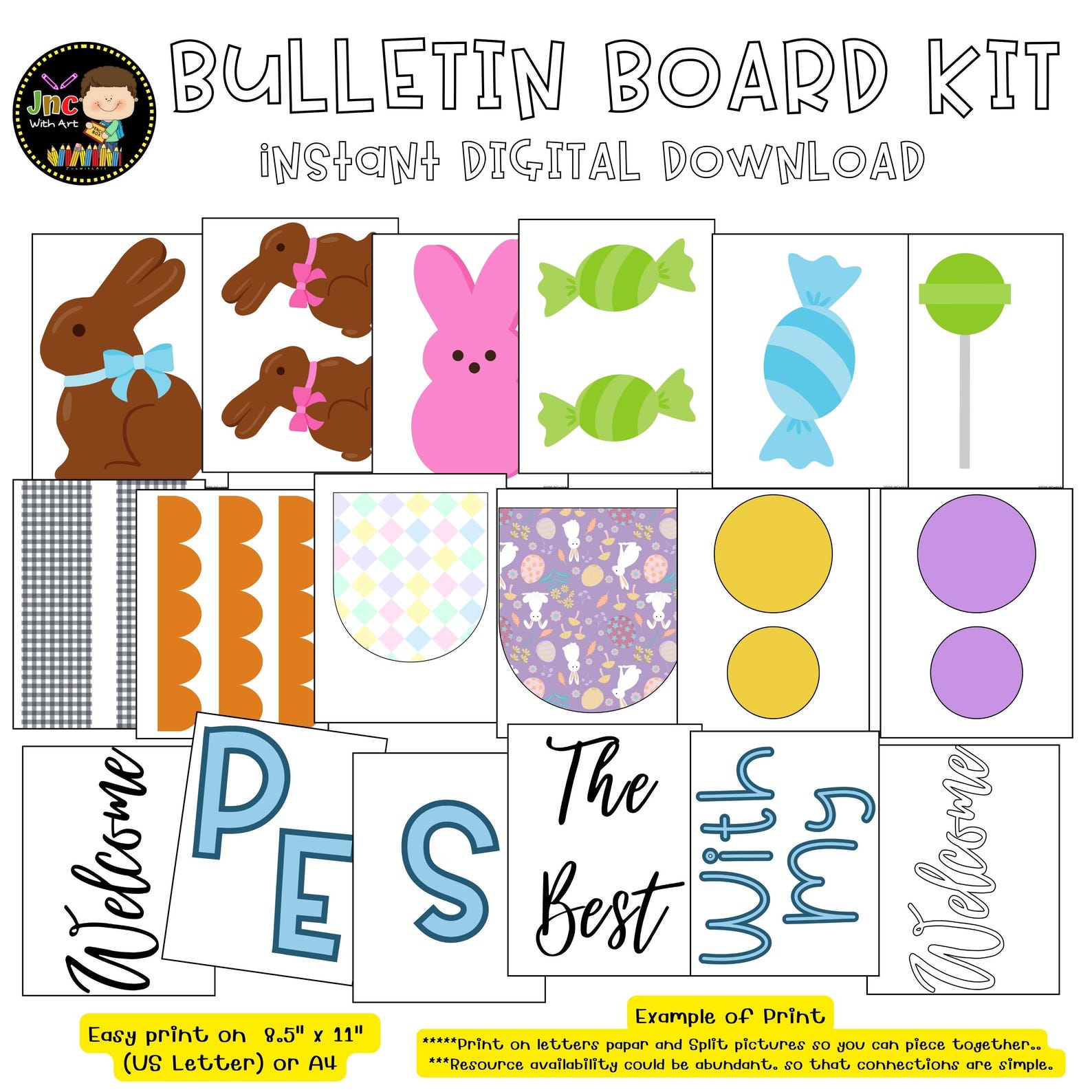 Peeps Easter Bulletin Board Kit: Editable April Door Decor (digital ...