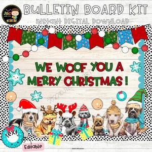 Christmas Dog Bulletin Board Kit December Classroom Door Decor Holiday ...