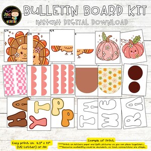 Thanksgiving Bulletin Board Kit Turkey Door Decor Display Editable - Etsy