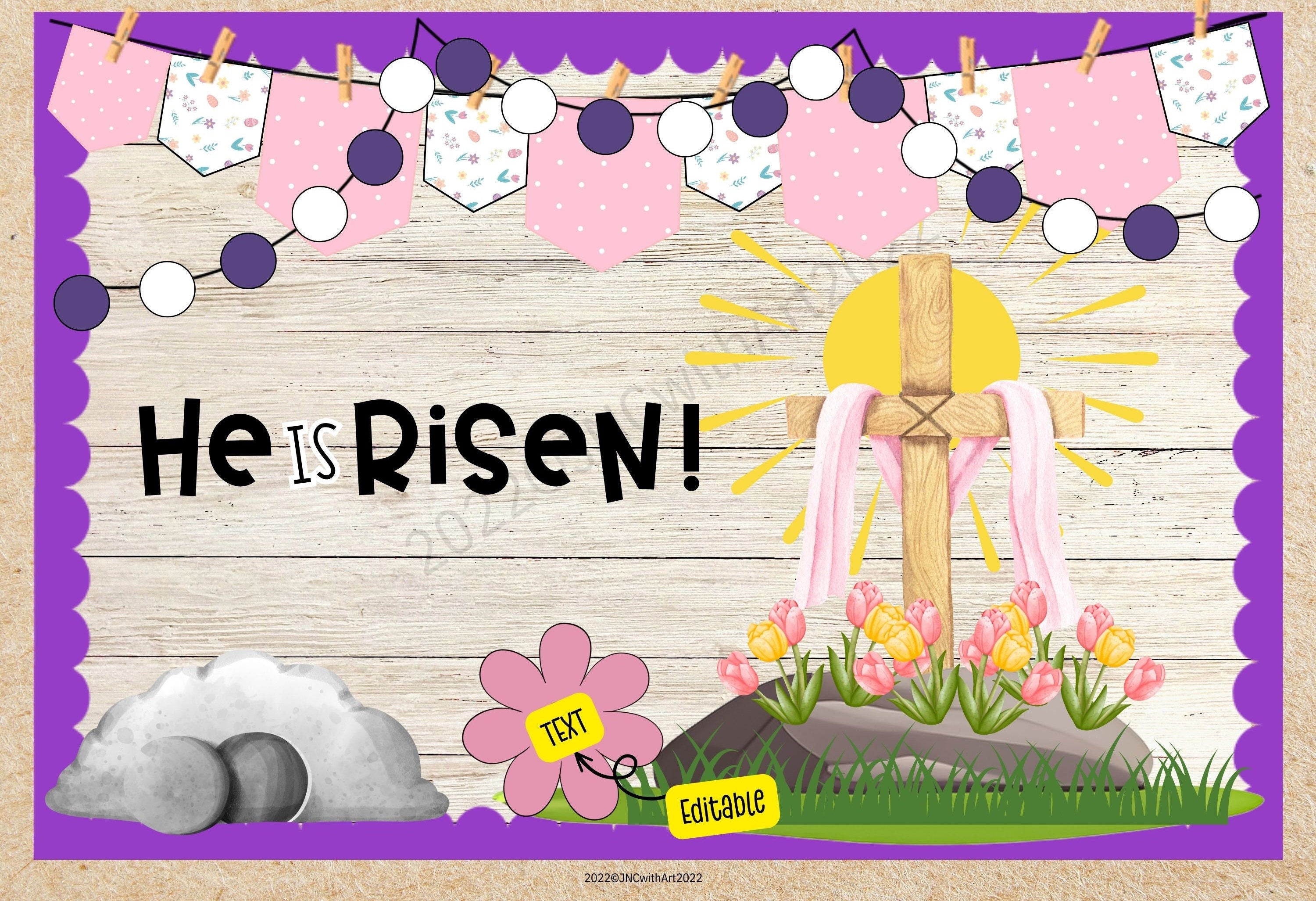 Resurrection Easter Bulletin Board Kit, He is Risen, Classroom Door ...