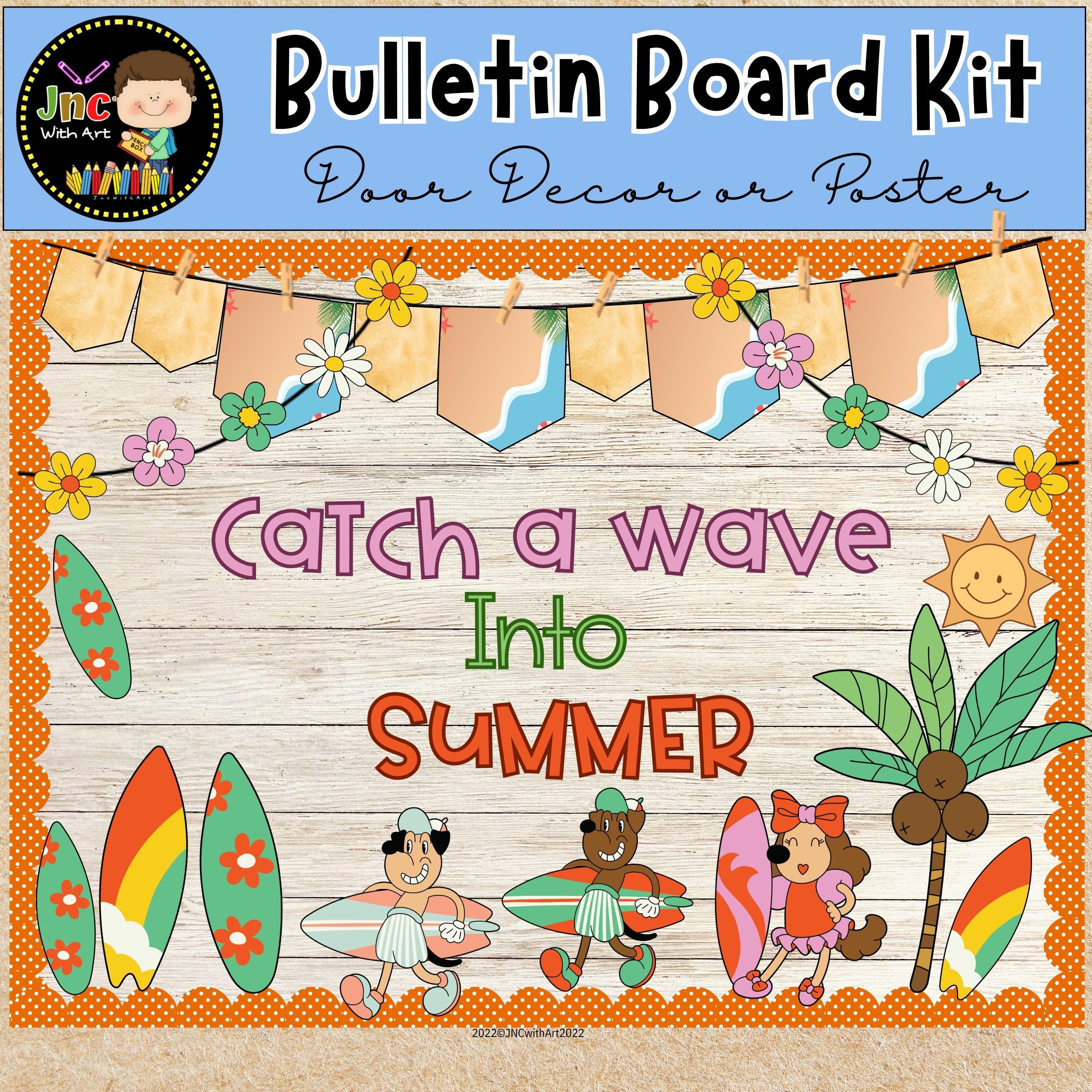 Surfing Into Summer Bulletin Board Kit End of Year Classroom Door Decor ...
