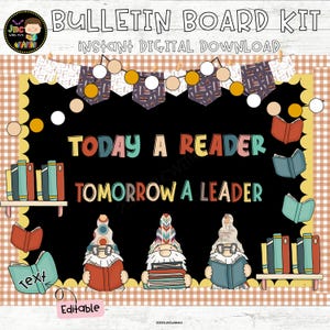 Library Bulletin Board Kit Spring Reading Book Gnomies, Door Decor ...