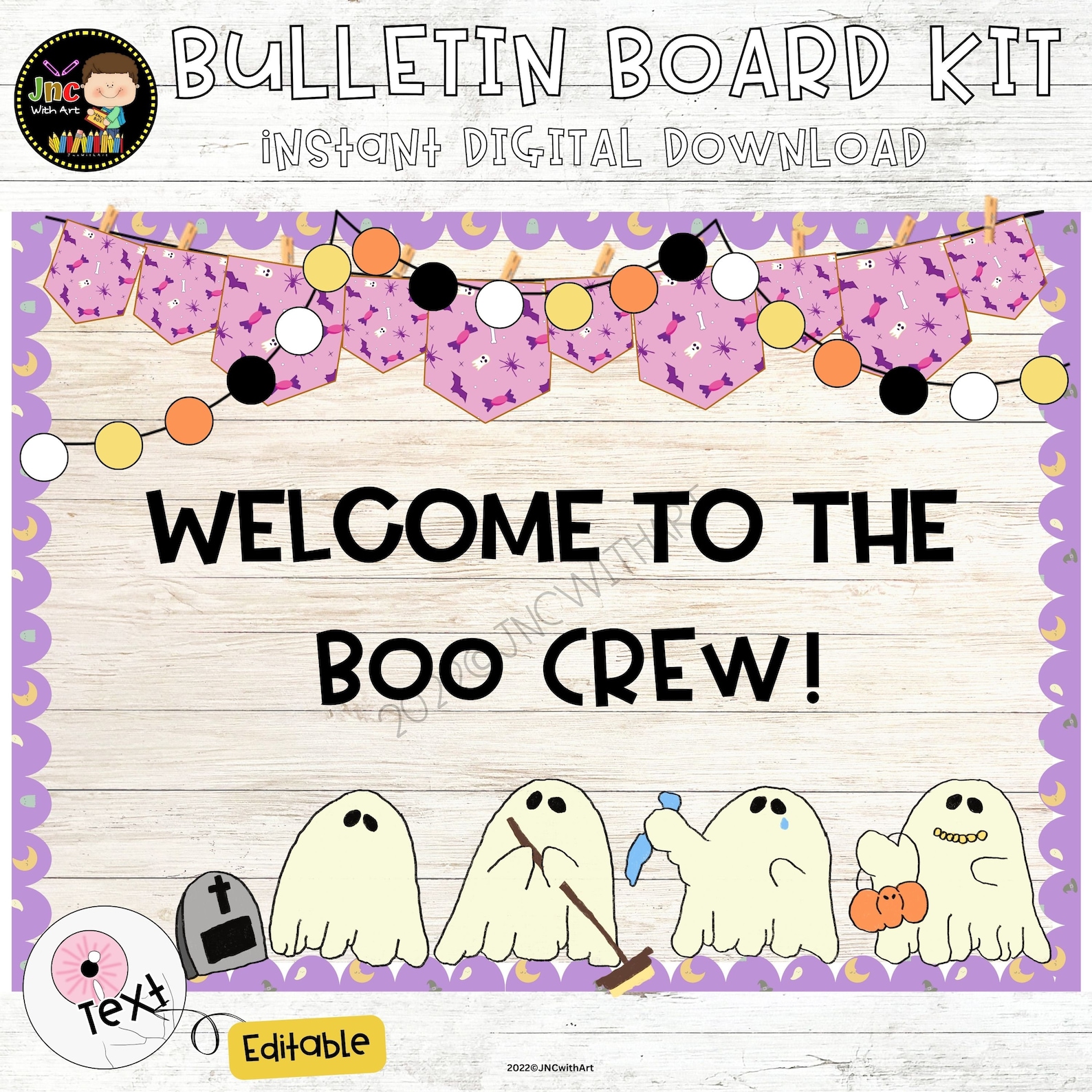 Spooky Halloween Bulletin Board Kit October Door Decor Editable - Etsy