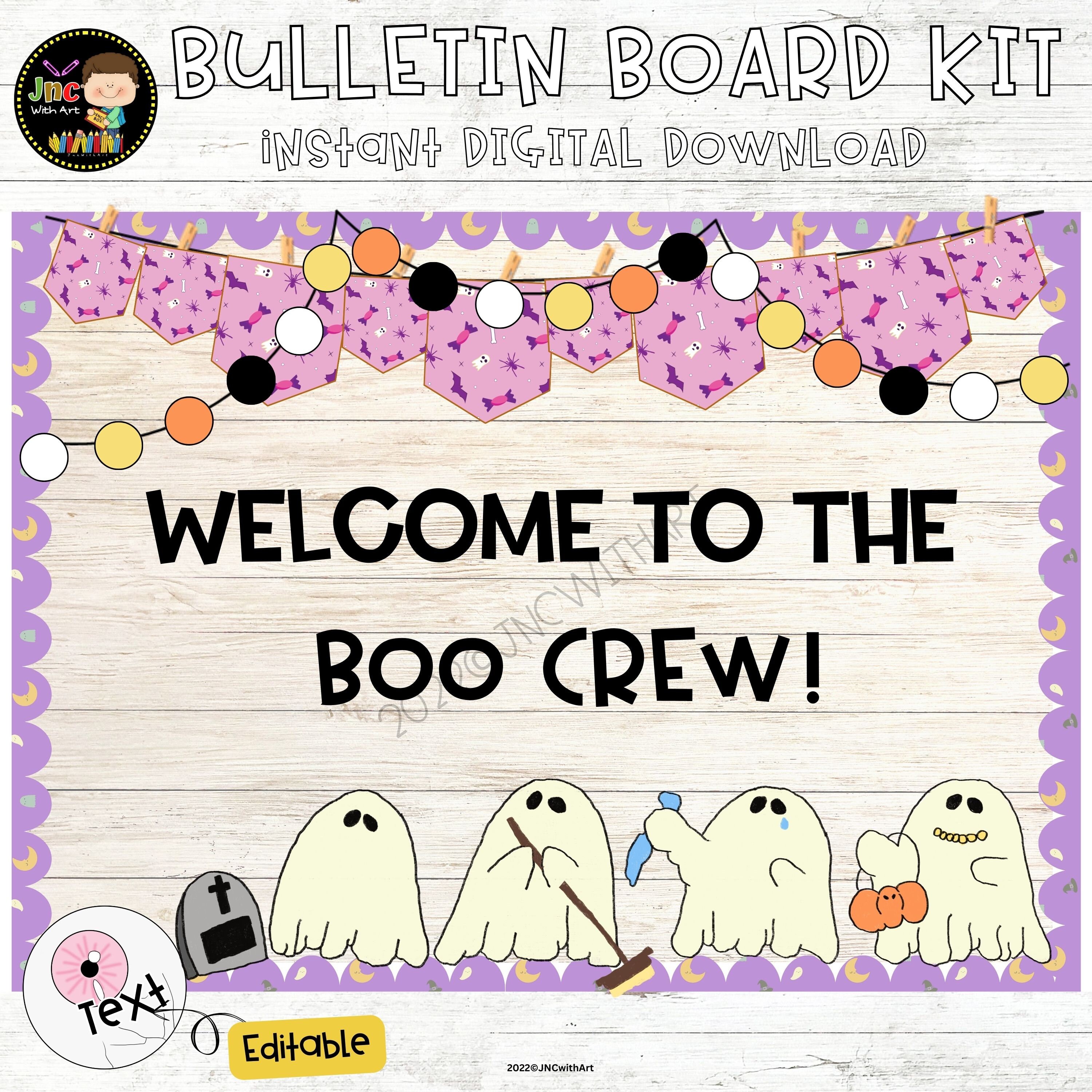 Spooky Halloween Bulletin Board Kit October Door Decor Editable - Etsy