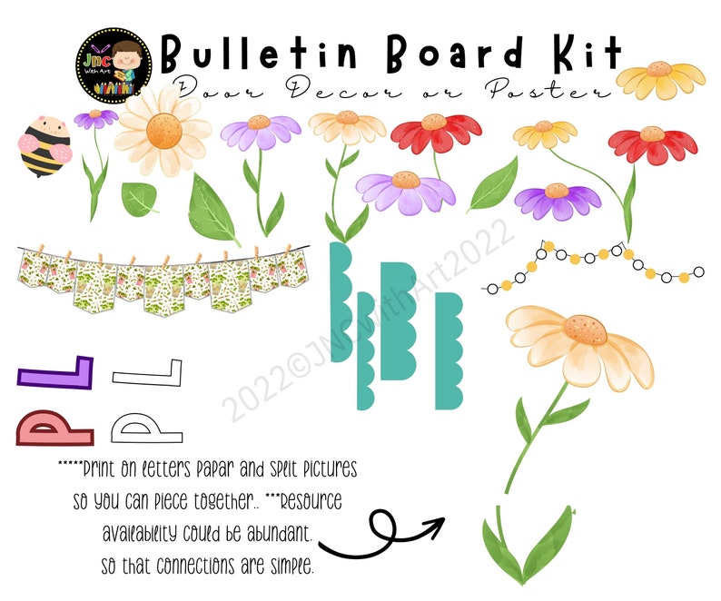 Spring Flowers Bulletin Board Kit, Seeds of Kindness, Door Decor ...