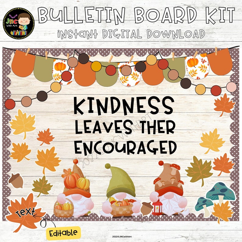 Welcome Fall Gnomies Kindness Bulletin Board Kit Door Decor Editable - Etsy