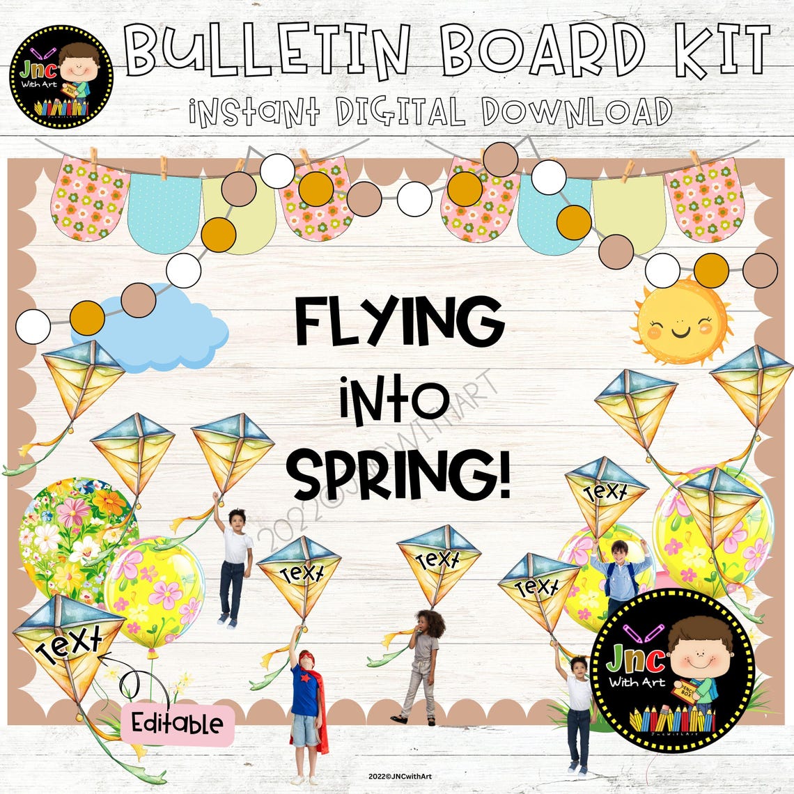 Spring is in the Air Bulletin Board Kit Classroom Door Decor Editable ...