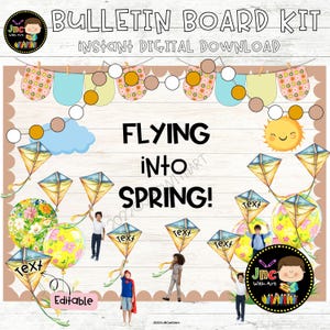 Spring is in the Air Bulletin Board Kit Classroom Door Decor Editable ...