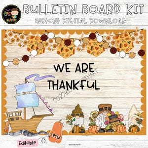 Thanksgiving Bulletin Board Kit Pilgrim Gnomes November Door Decor ...