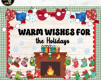 Warm Wishes Bulletin Board,christmas Fireplace Classroom Decor. - Etsy